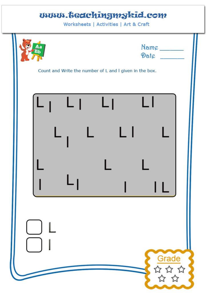 preschool printable worksheets - Count and Write L and l - Worksheet - 12