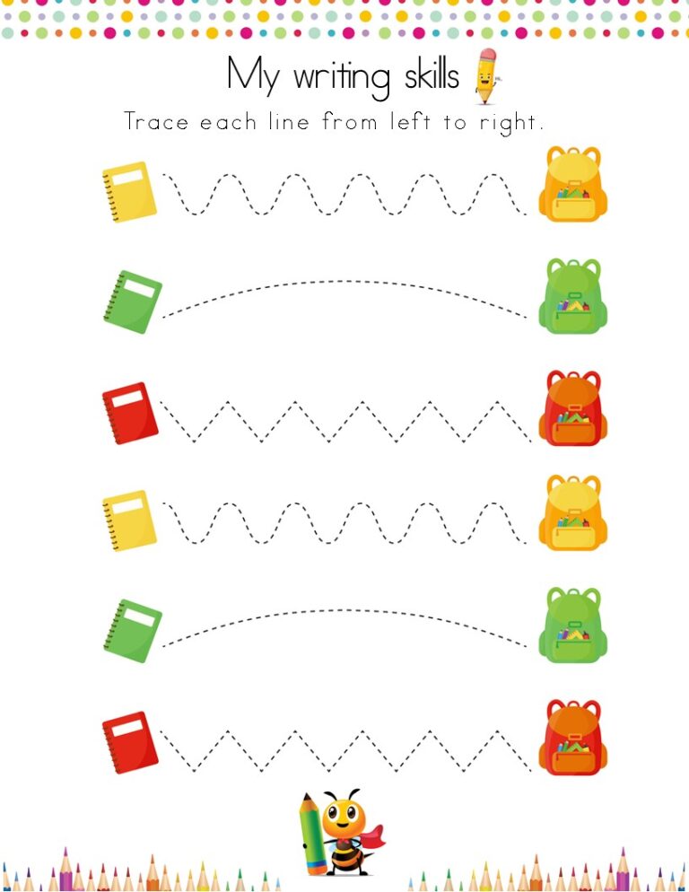 Handwriting Worksheet - Trace each line from left to right